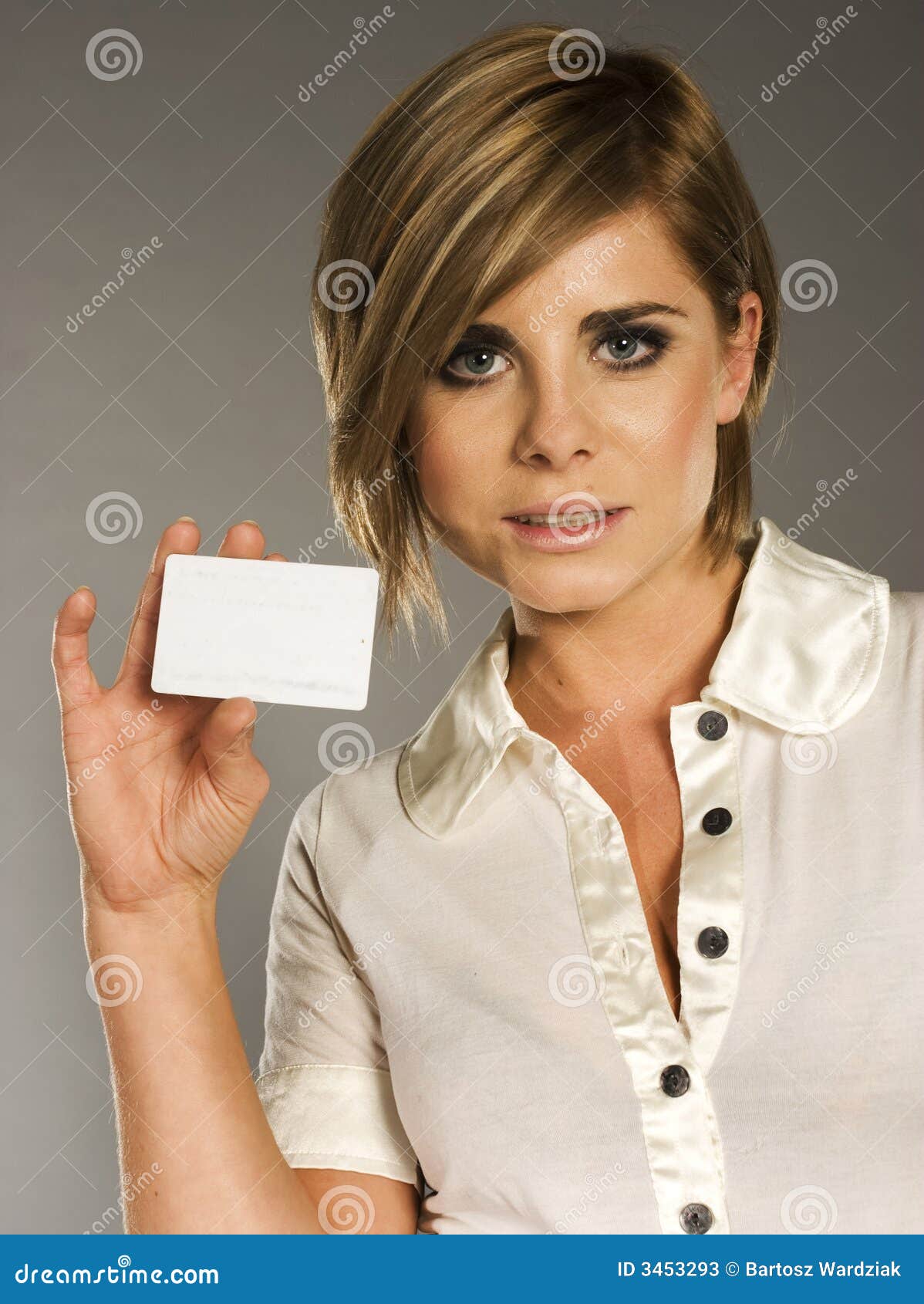 Woman with card stock image. Image of bank, bliss, beautiful - 3453293