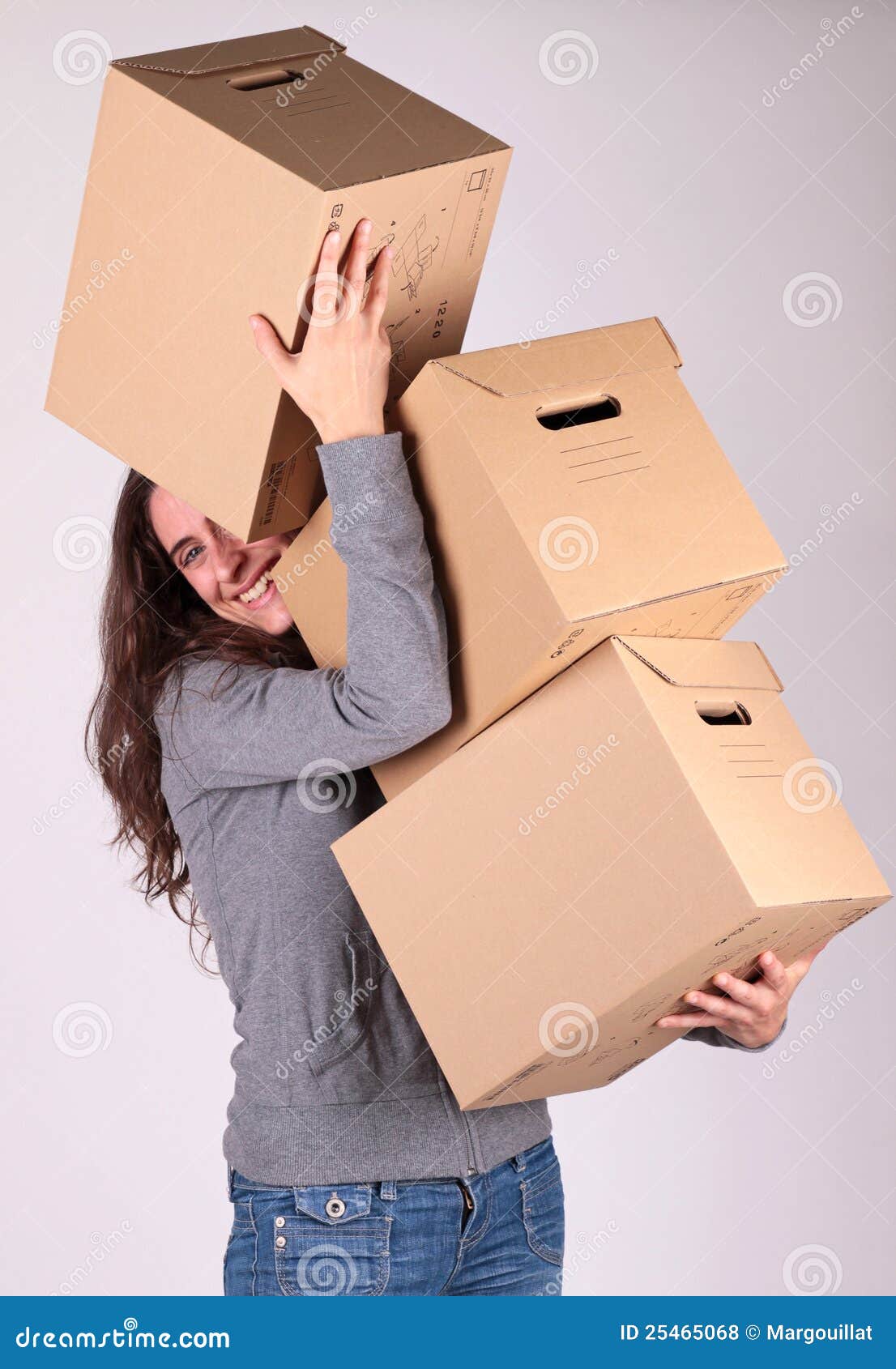 Woman and cardboard stock photo. Image of boxes, carton - 25465068