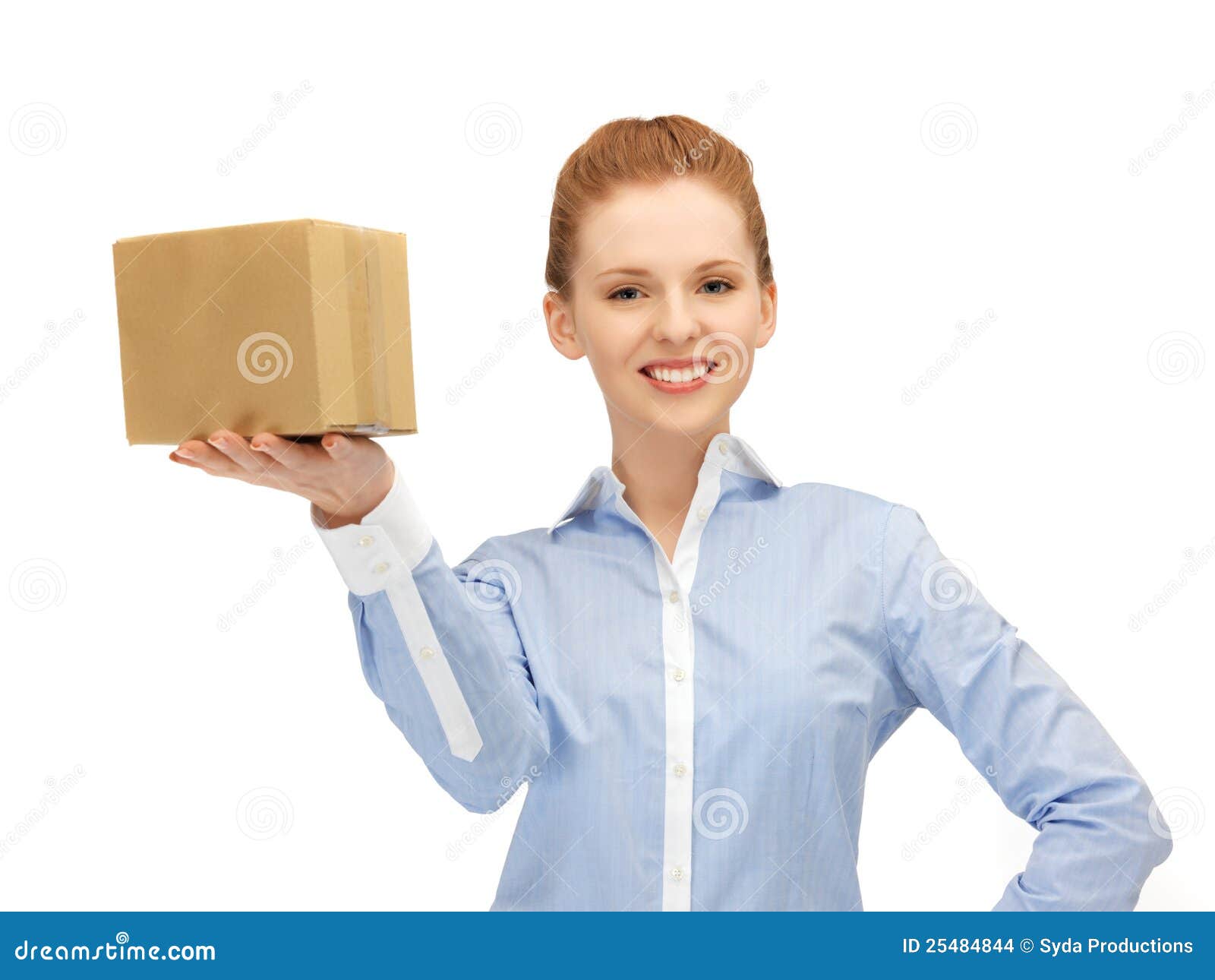 Woman with cardboard box stock photo. Image of cute, attractive - 25484844