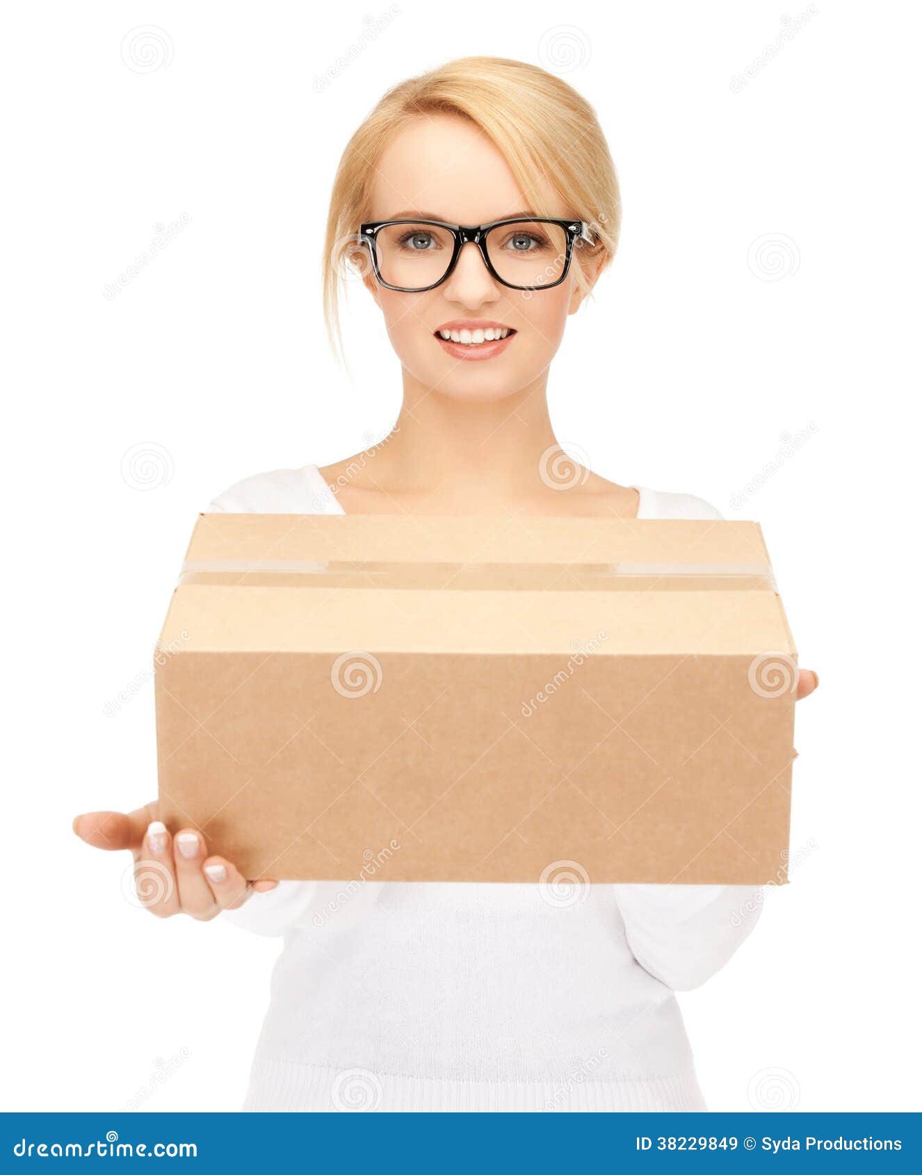 Woman with cardboard box stock image. Image of office - 38229849