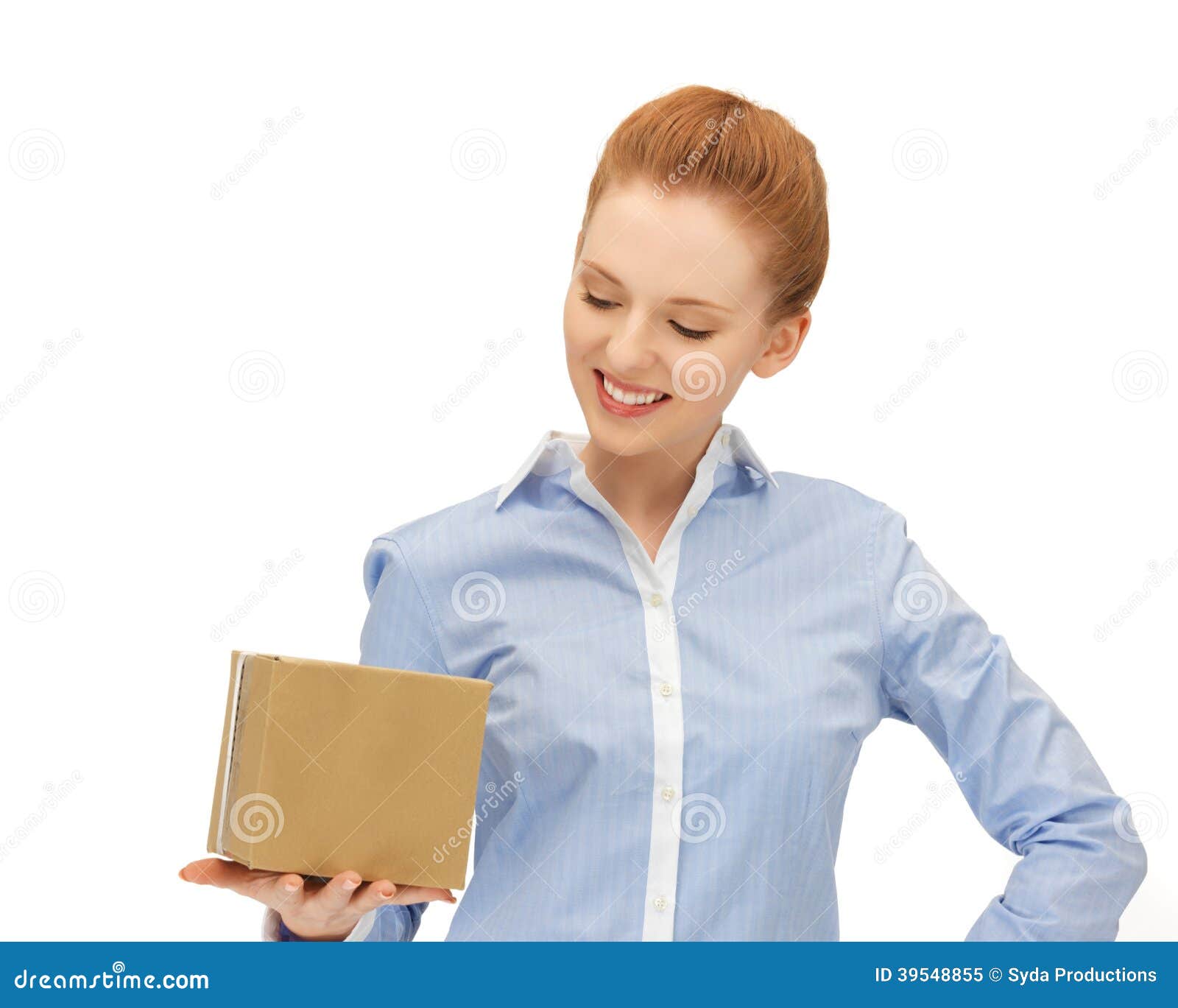 Woman with cardboard box stock image. Image of nice, caucasian - 39548855