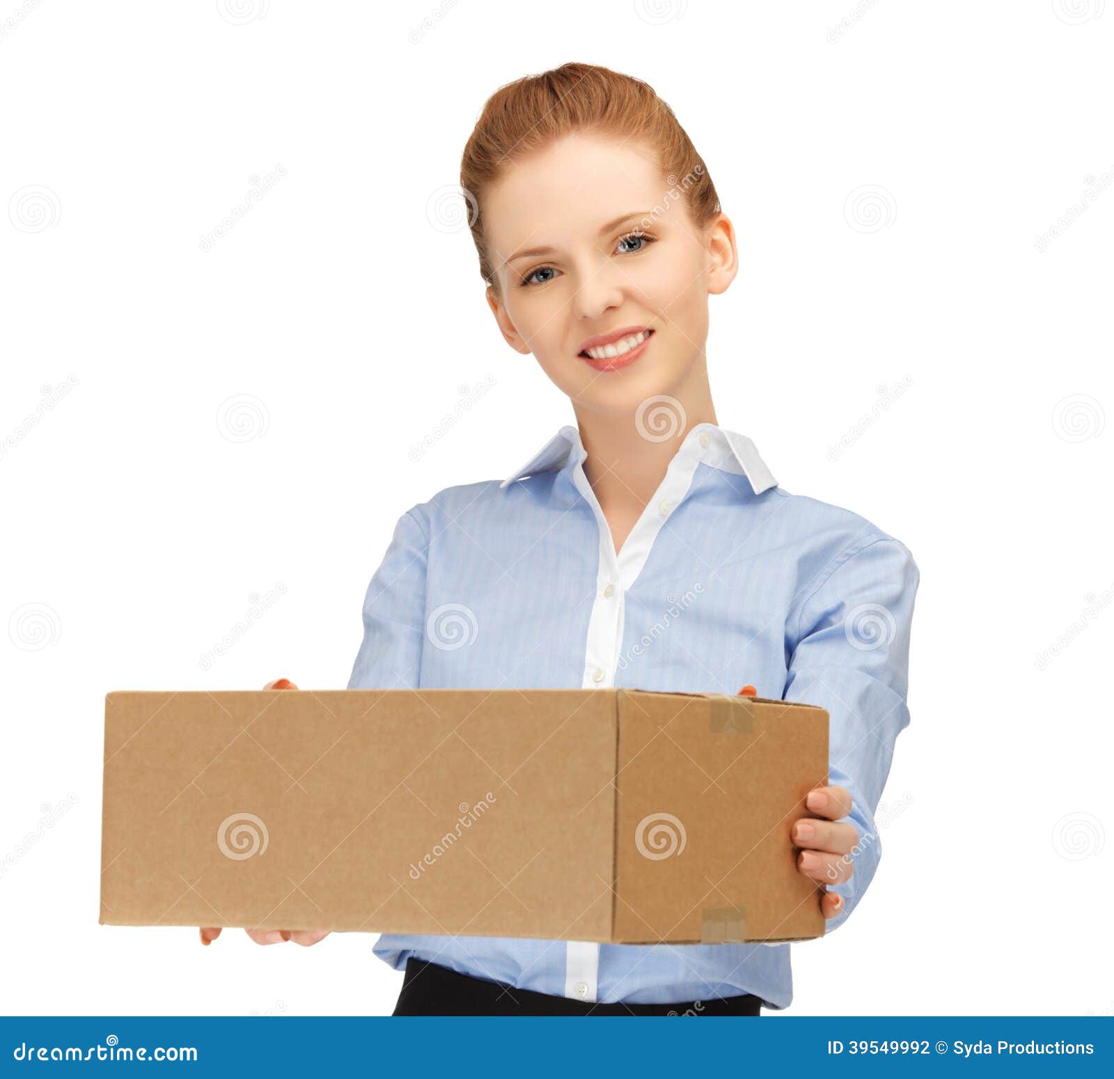 Woman with cardboard box stock photo. Image of elegant - 39549992