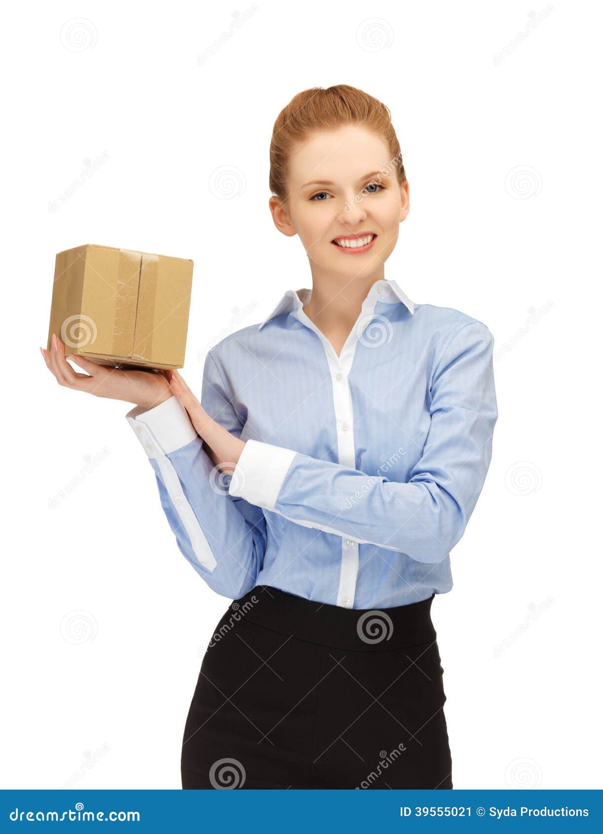 Woman with cardboard box stock image. Image of friendly - 39555021