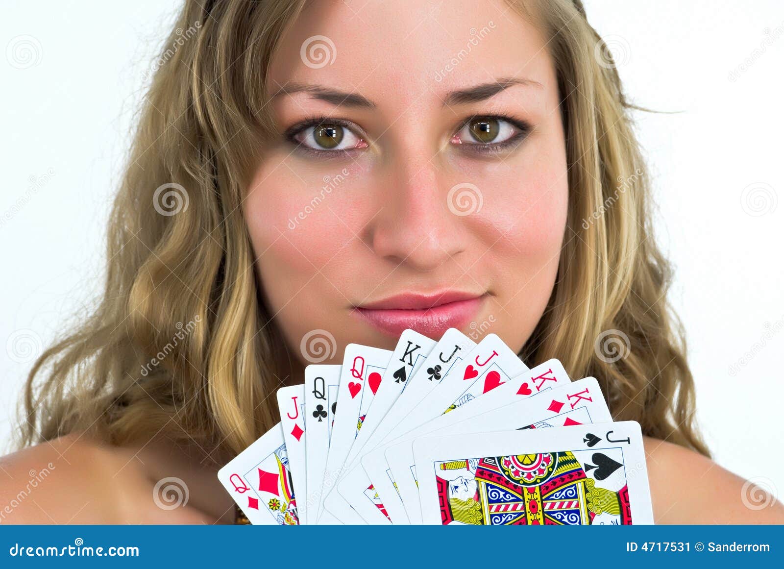 Woman with cards stock image. Image of hair, charming - 4717531