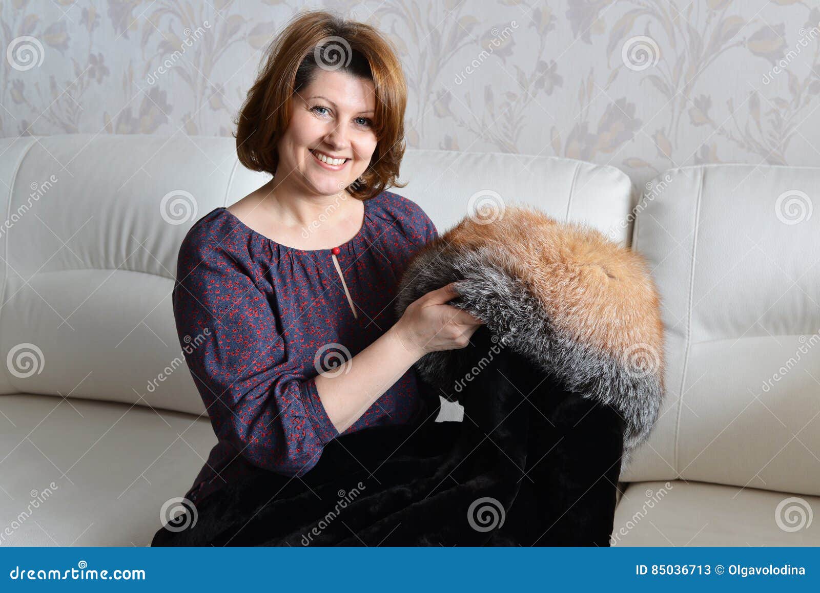 Woman Caring for Natural Fur Coat Stock Image - Image of mutton, caring ...