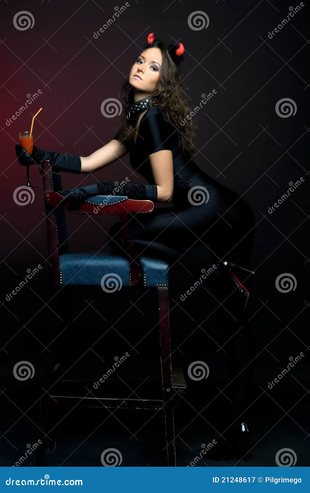 Woman in a Carnival Costume. Devil Shape Stock Image - Image of adult ...