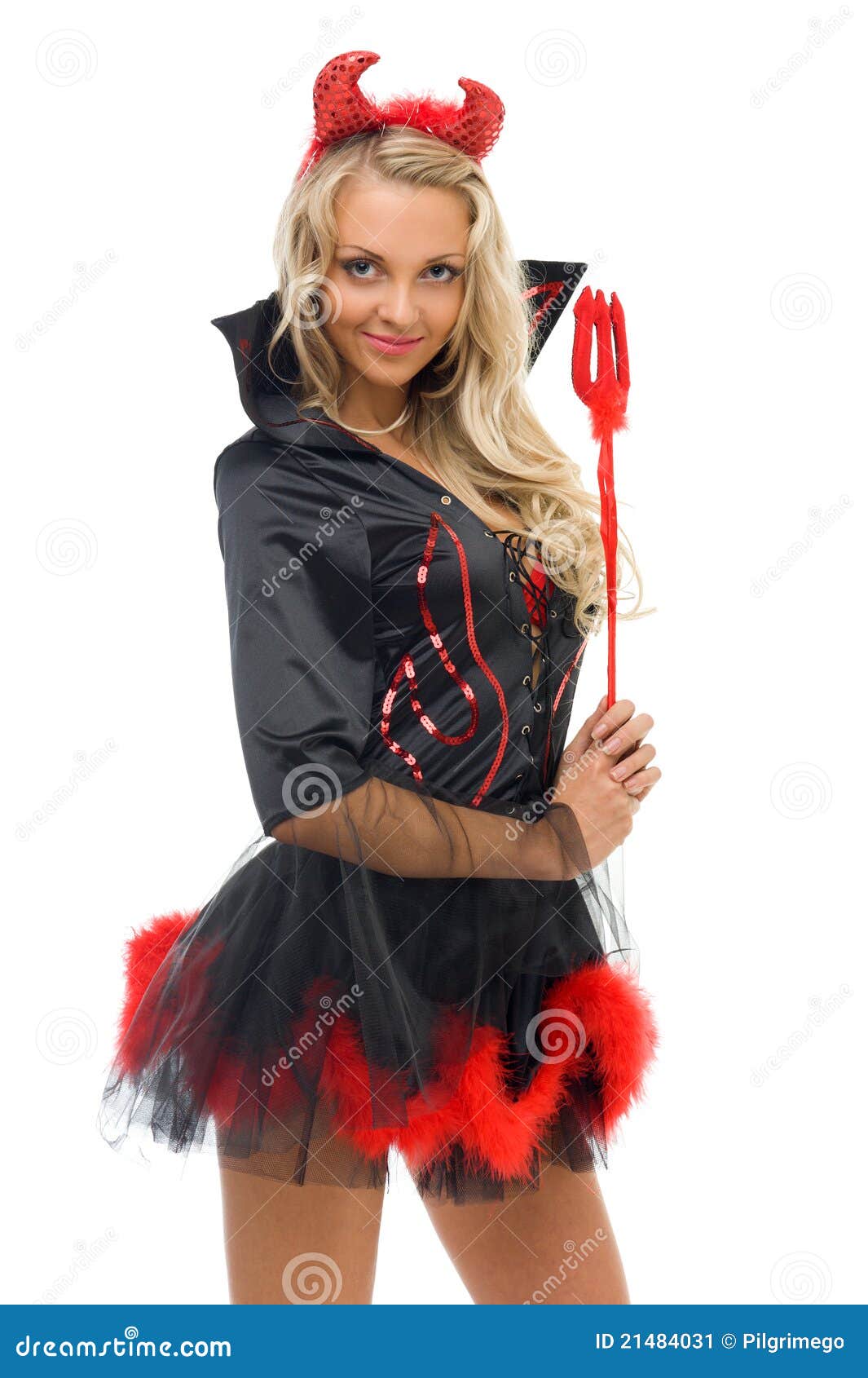Woman in Carnival Costume. Devil Shape Stock Image - Image of caucasian ...