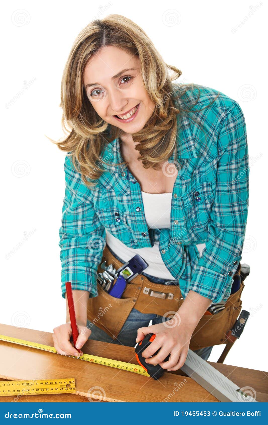 Woman carpenter stock image. Image of wood, worker, blonde - 19455453