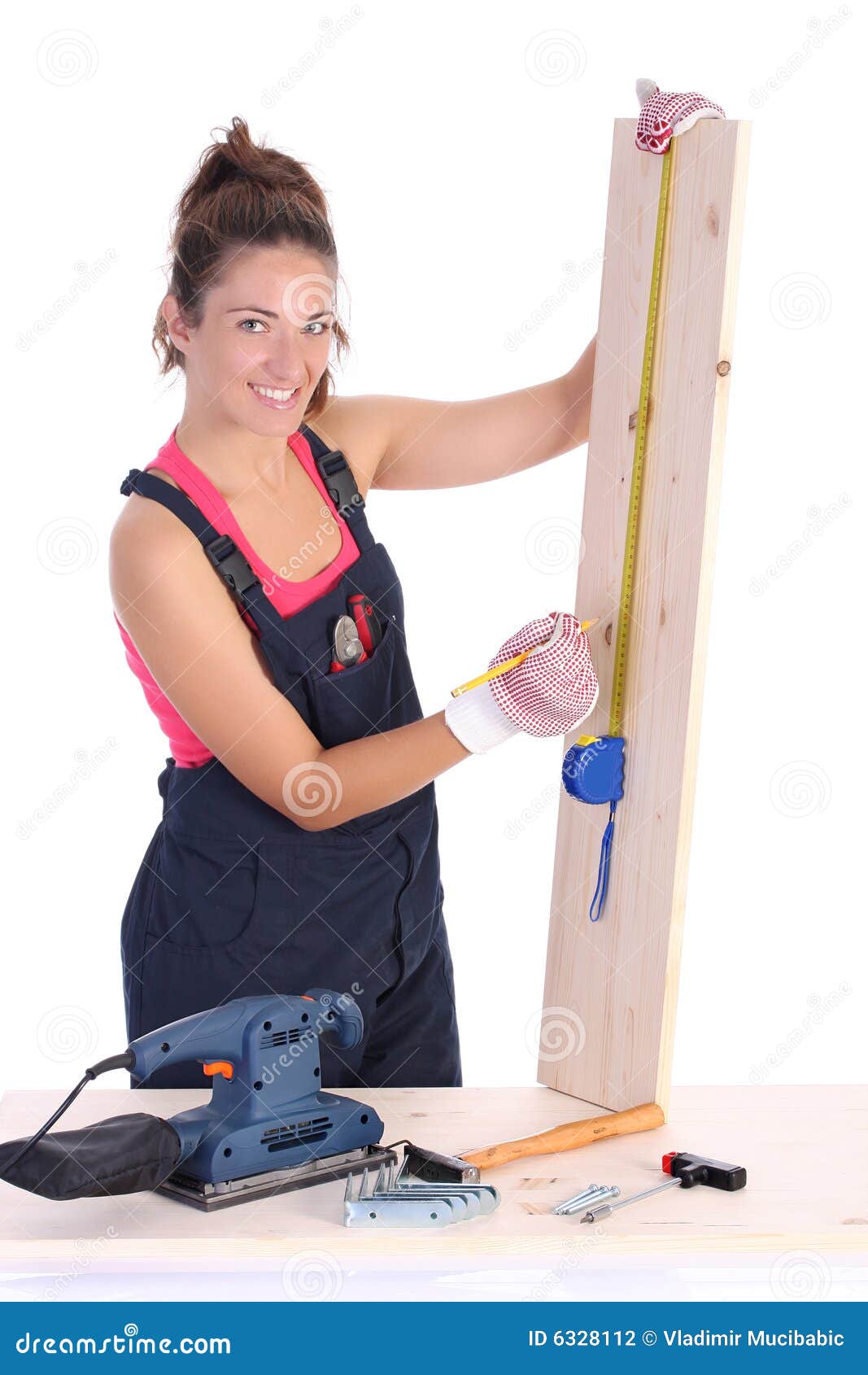 Woman carpenter stock photo. Image of lumber, industrial - 6328112