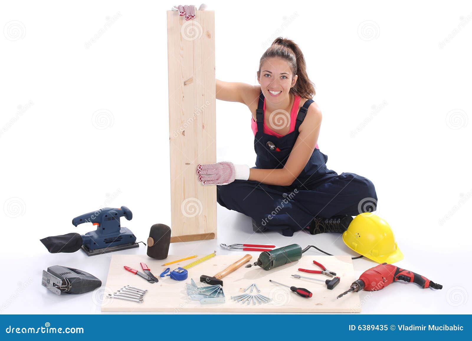 Woman Carpenter with Work Tools Stock Image - Image of construction ...