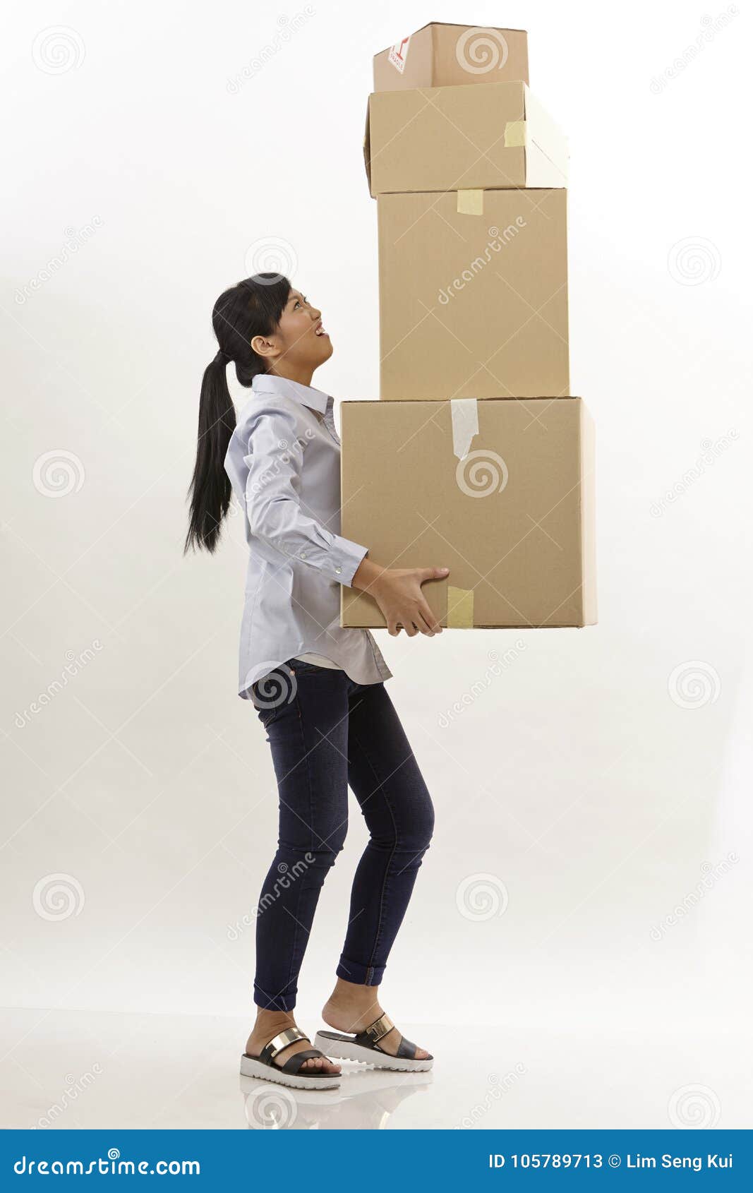 Woman carry boxes stock image. Image of carton, shipping - 105789713
