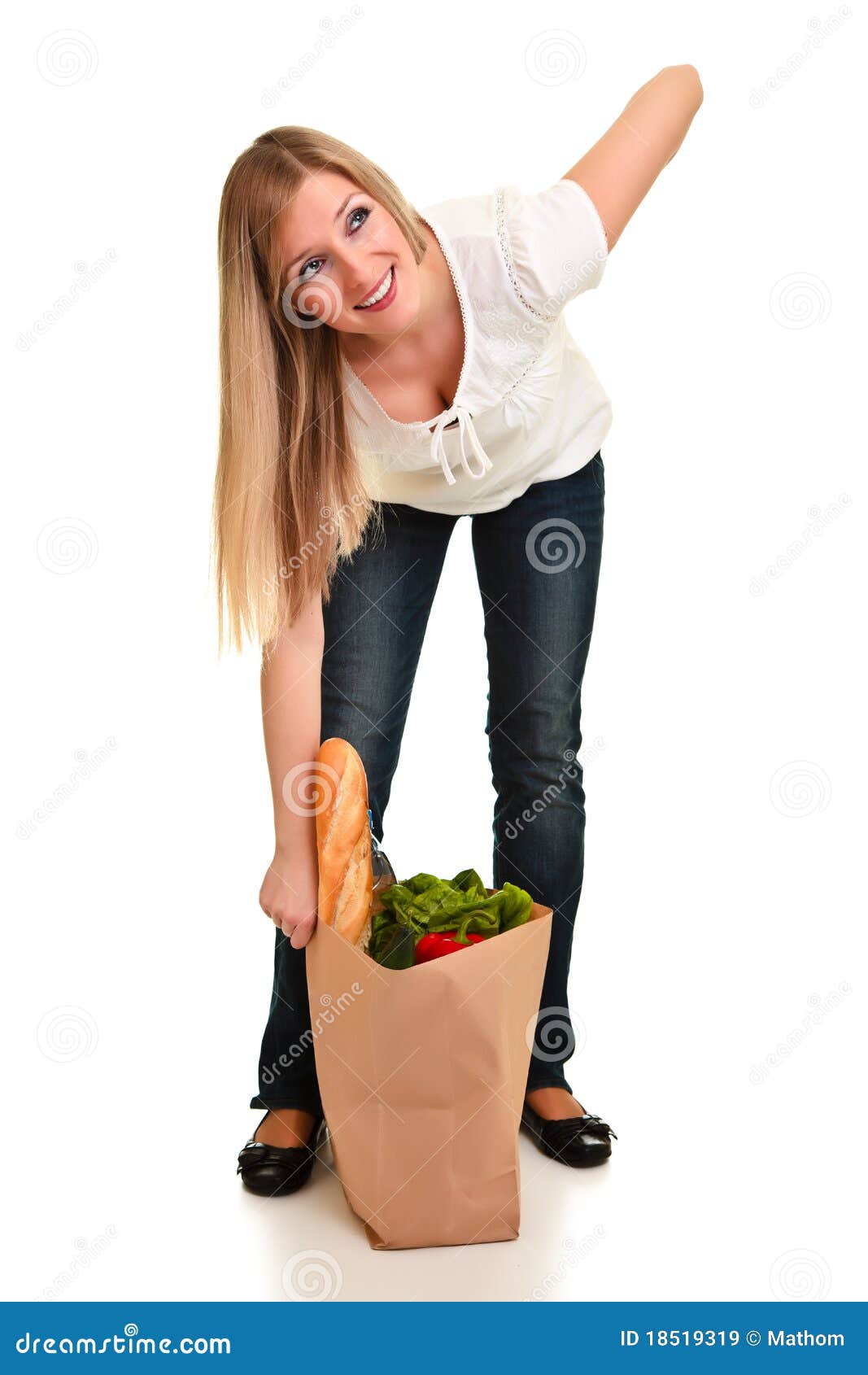Woman Carrying Bag of Groceries Stock Image - Image of beautiful ...