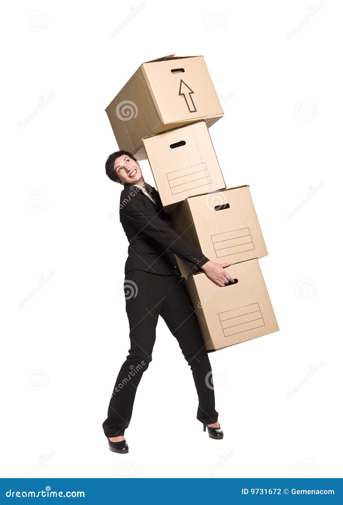 Woman carrying boxes stock photo. Image of objects, human - 9731672