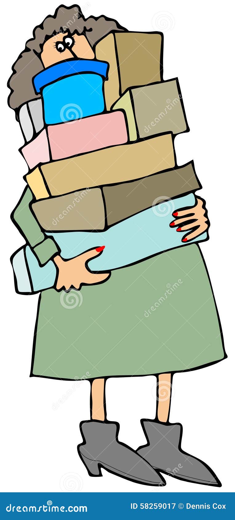 Woman carrying boxes stock illustration. Illustration of shopper - 58259017