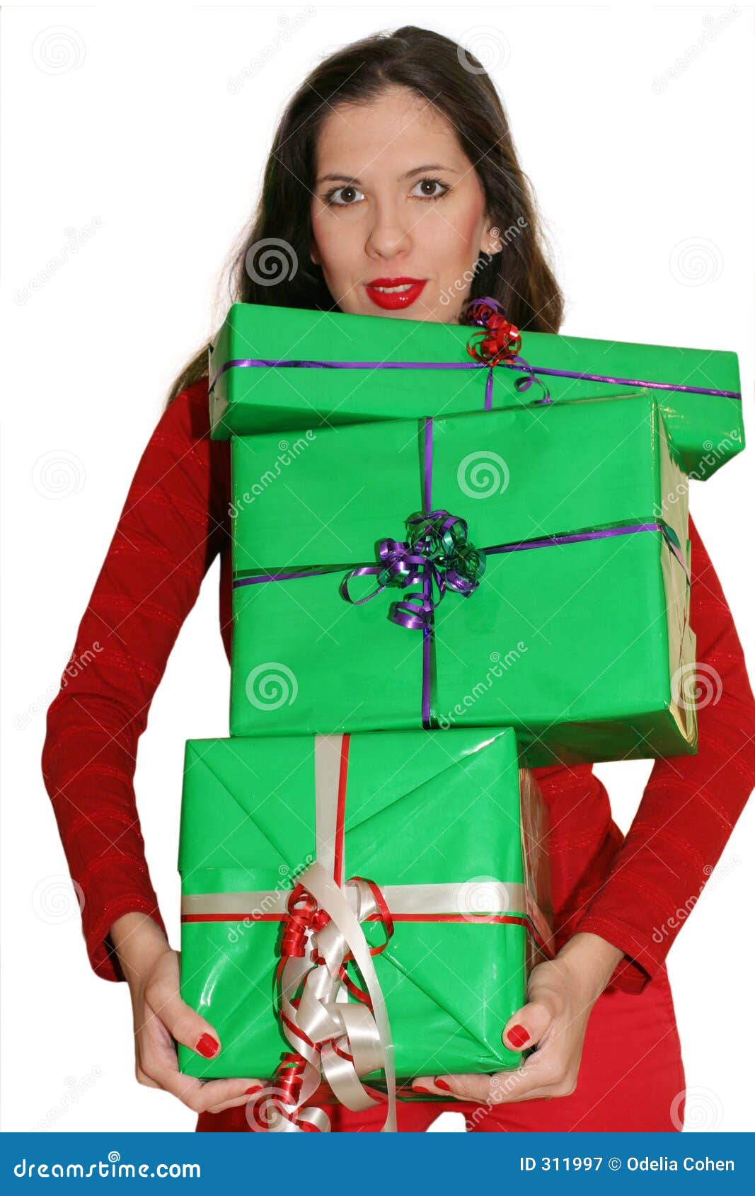Woman carrying gifts stock image. Image of christmas, gifts - 311997