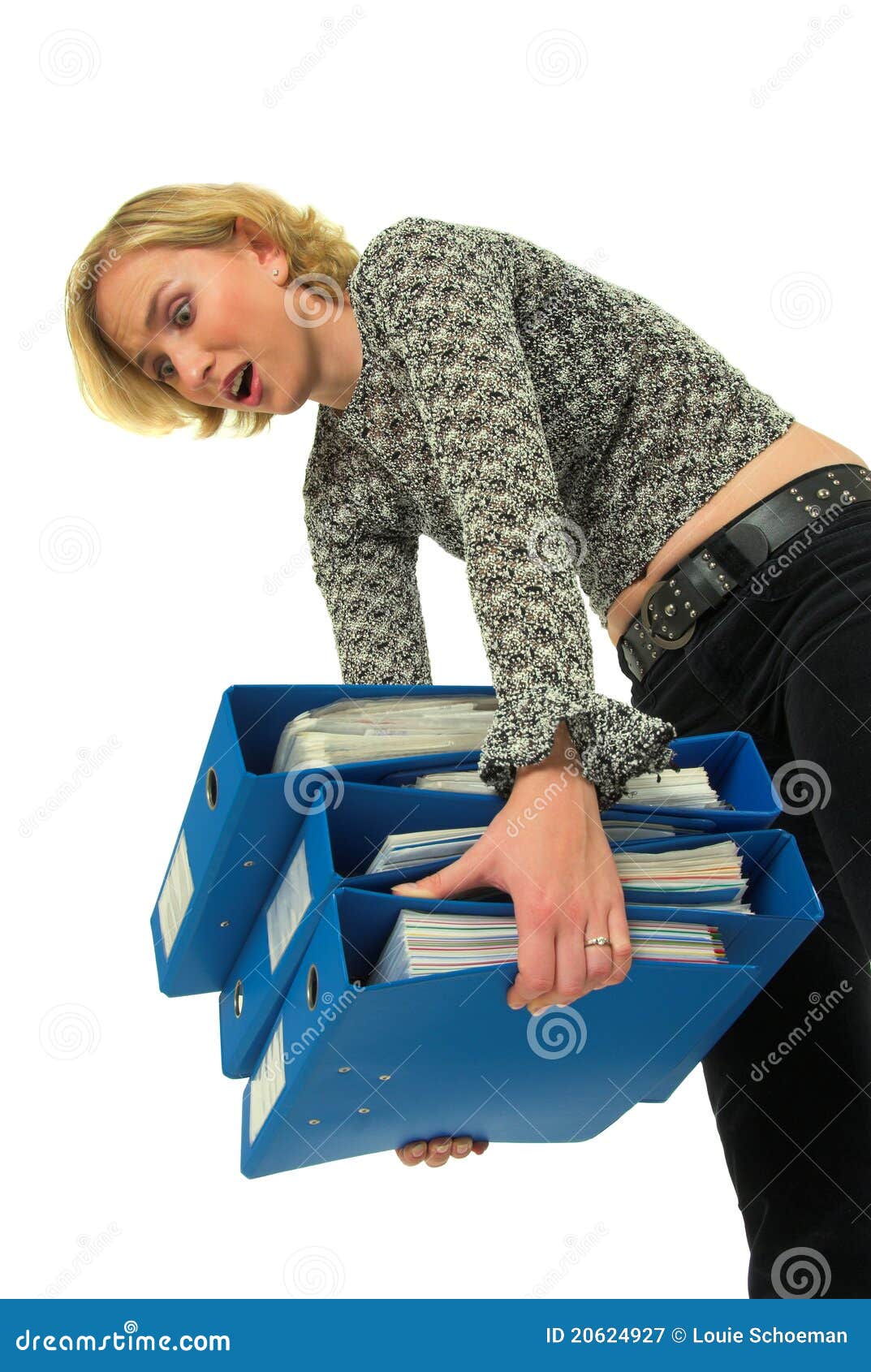 Woman carrying heavy files stock image. Image of closeup - 20624927