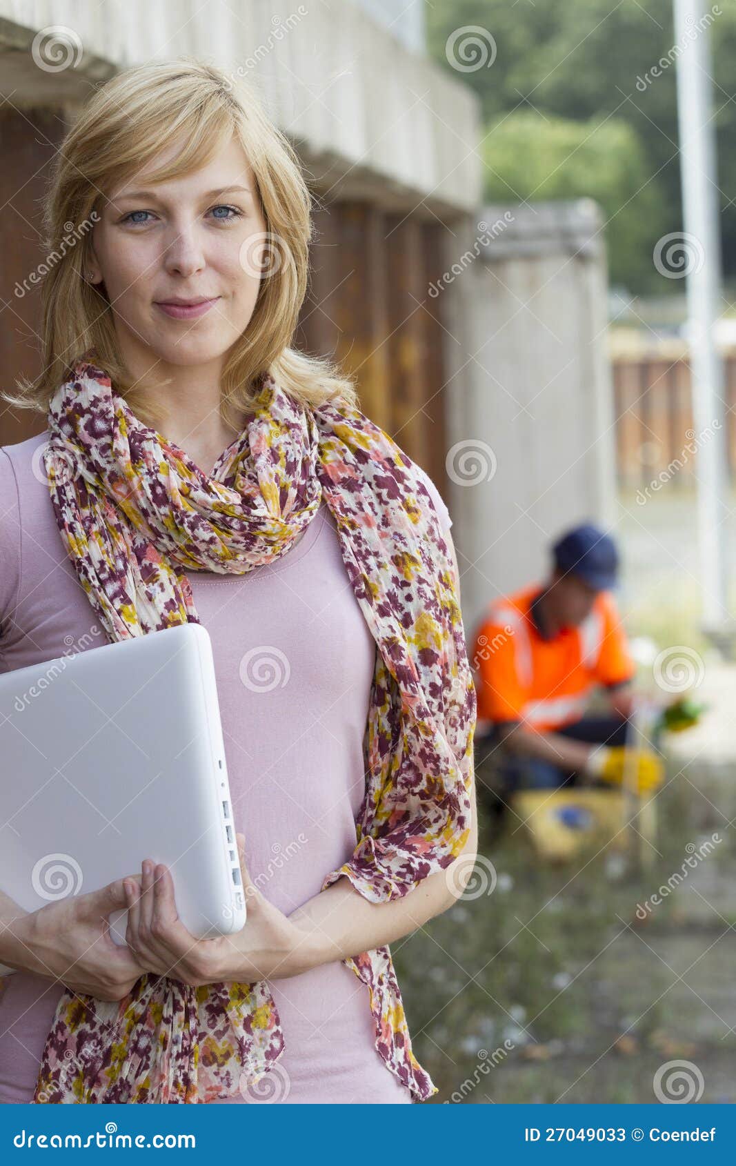 Woman Carrying Laptop Computer Stock Image - Image of dressed ...