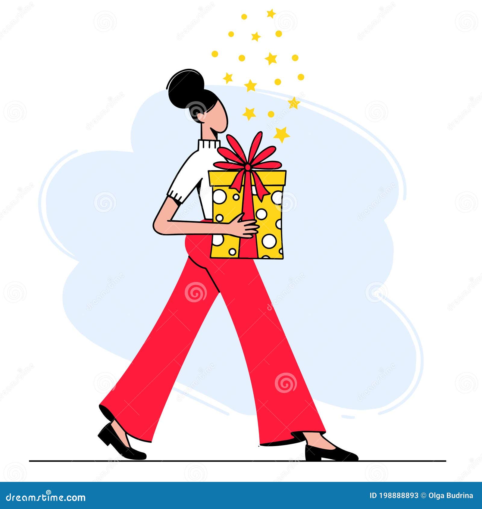 Woman is Carrying a Large Gift Box Stock Illustration - Illustration of ...