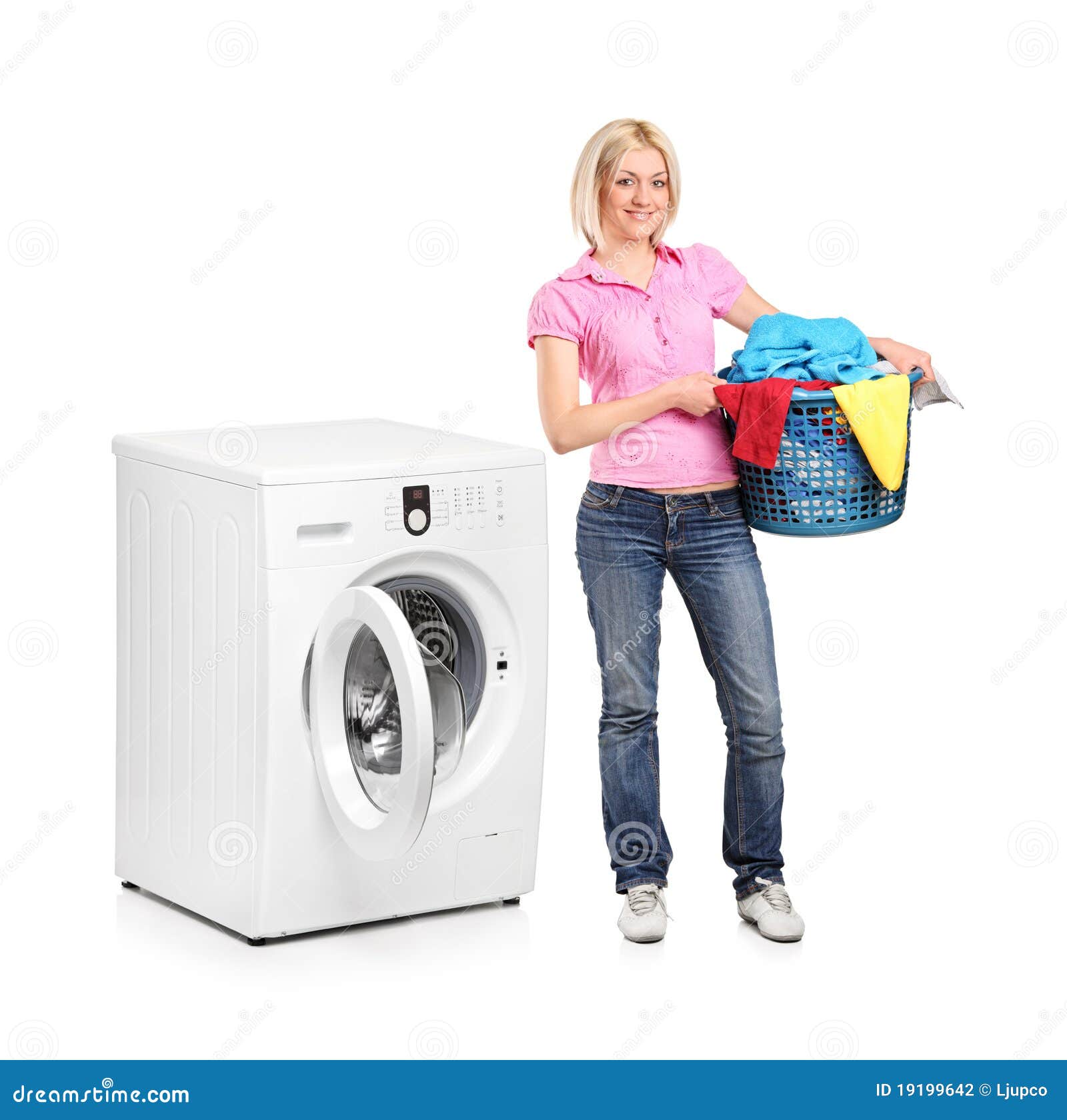 Woman Carrying a Laundry Basket Stock Photo - Image of object ...