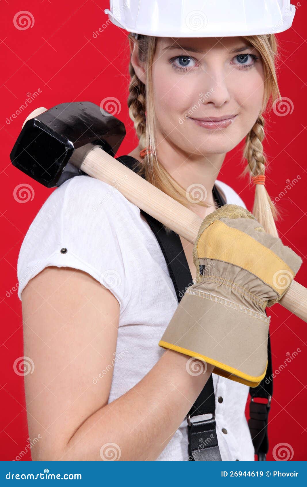 Woman carrying a mallet stock image. Image of 2530, caucasian - 26944619