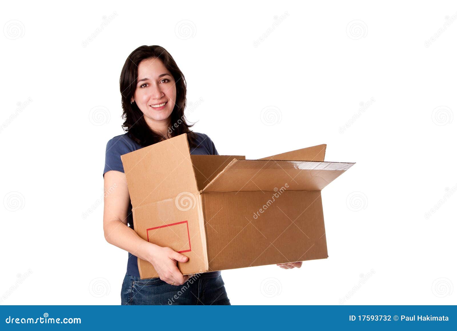 Woman Carrying Open Moving Storage Box Stock Photo - Image of parcel ...