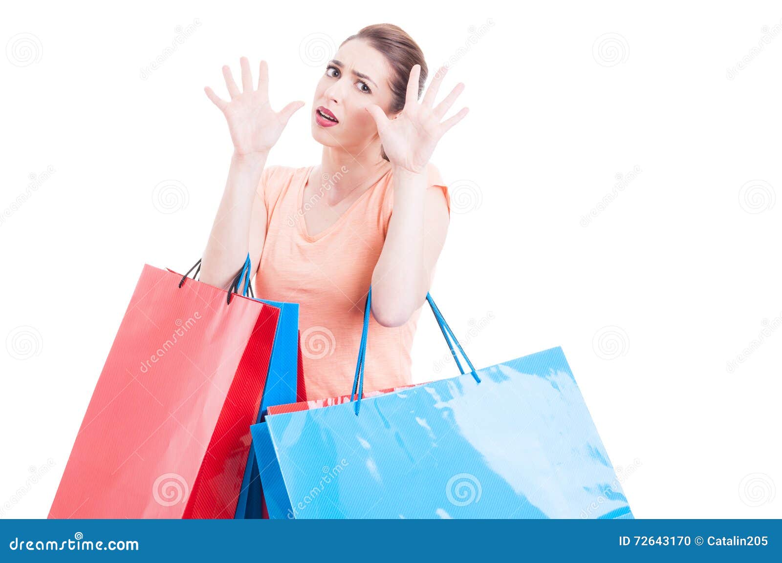 Scared Shopper With Mask Safely Shopping For Groceries Amid The ...