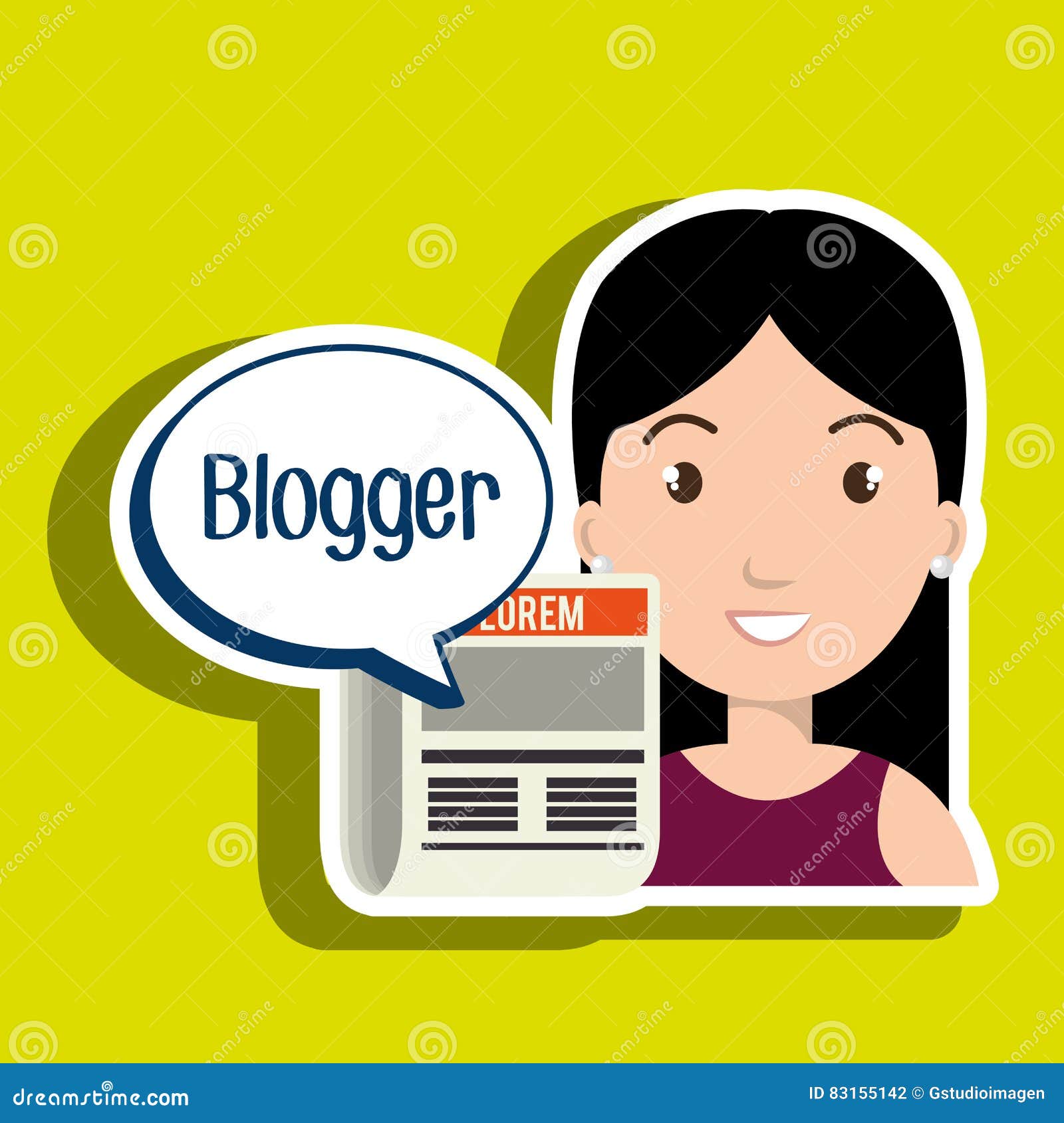 Woman cartoon blogger web stock illustration. Illustration of ...