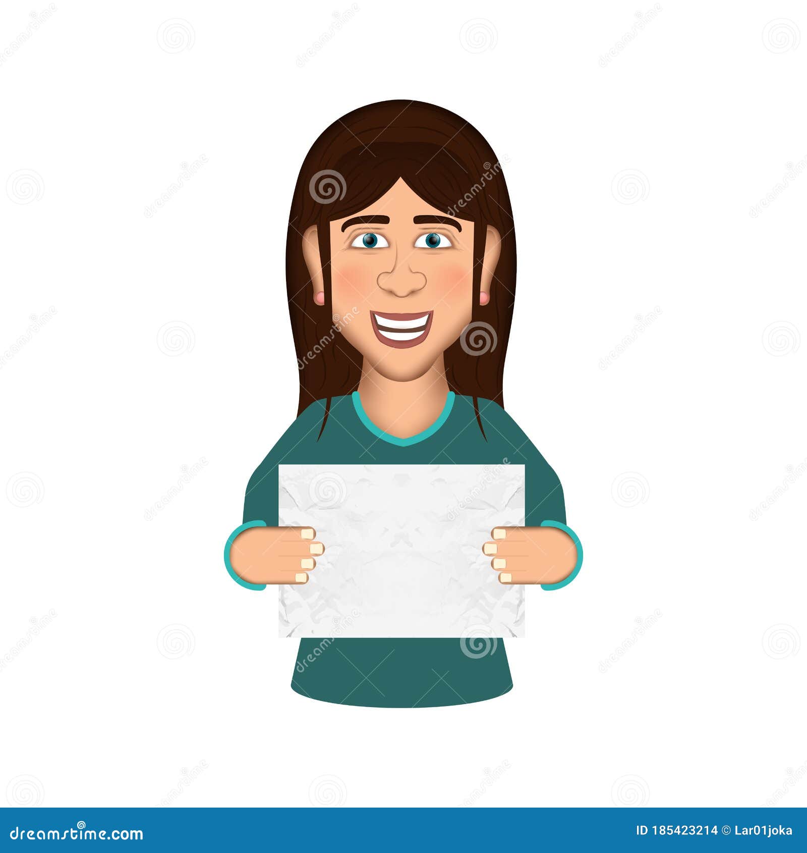 Woman Cartoon with an Empty Notice Stock Vector - Illustration of blank ...