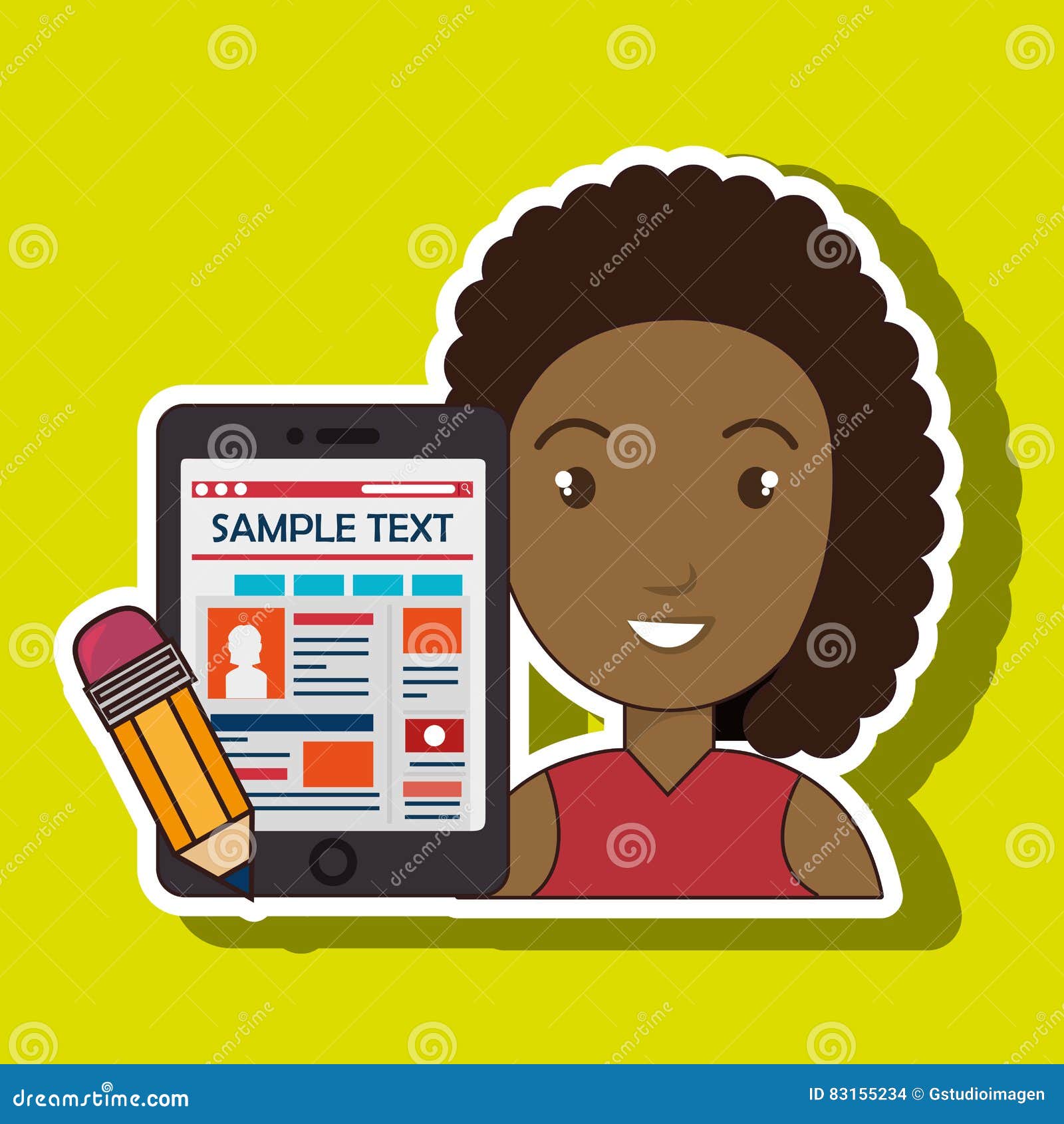 Woman Cartoon Smartphone Sample Test Stock Illustration - Illustration ...