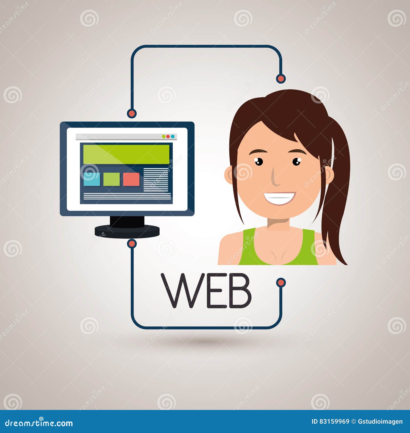 Woman cartoon web page stock illustration. Illustration of document ...