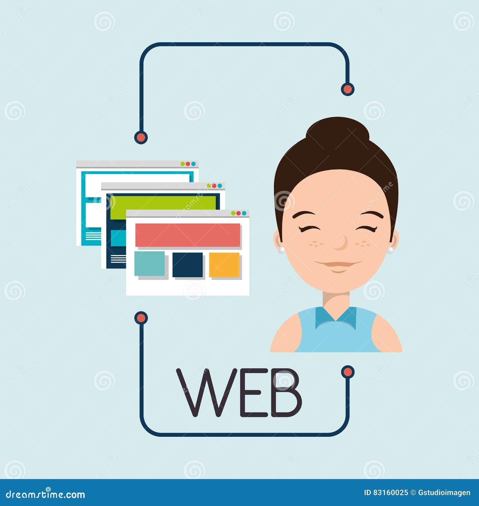 Woman cartoon web page stock illustration. Illustration of icon - 83160025