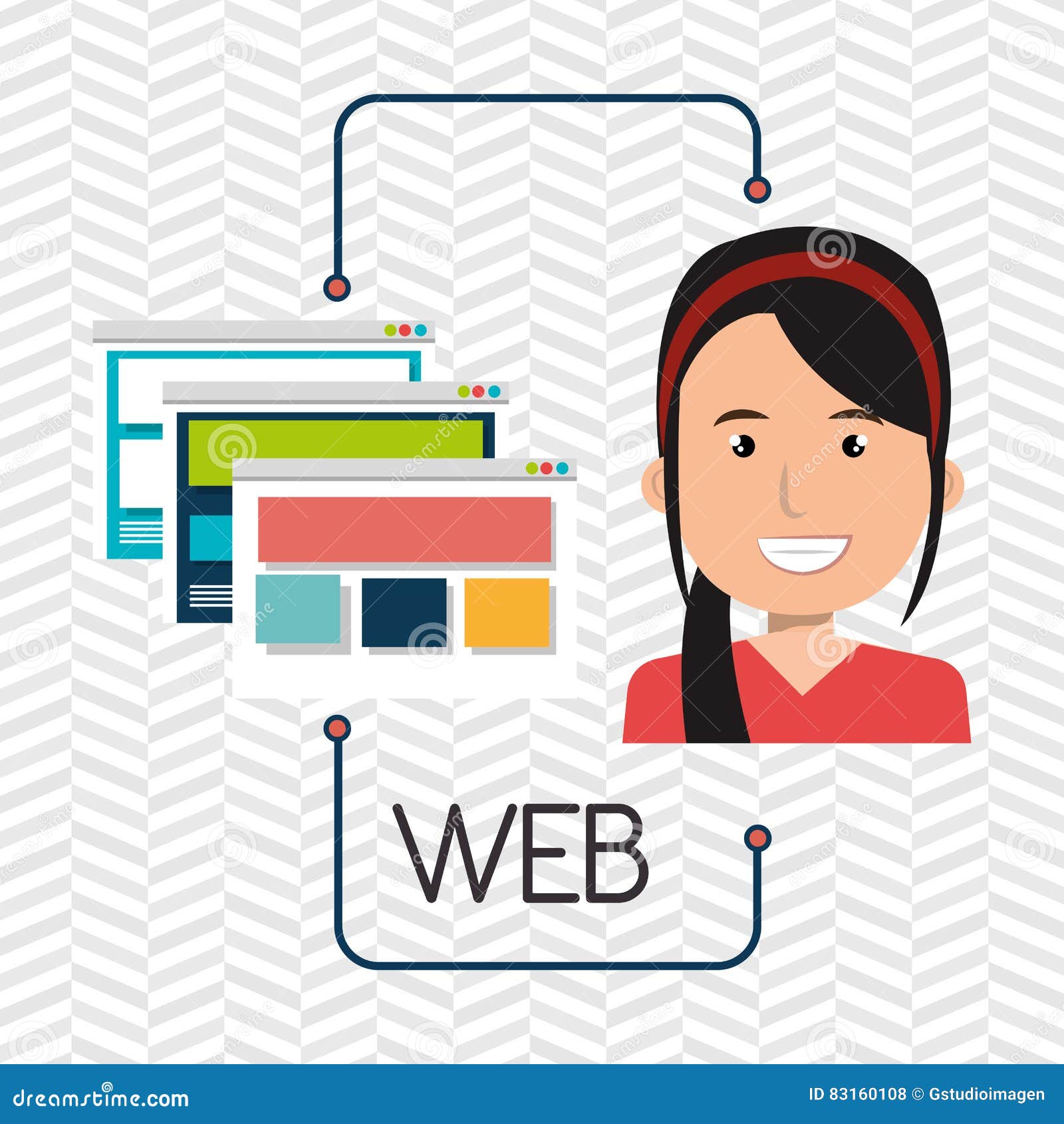 Woman cartoon web page stock illustration. Illustration of girl - 83160108