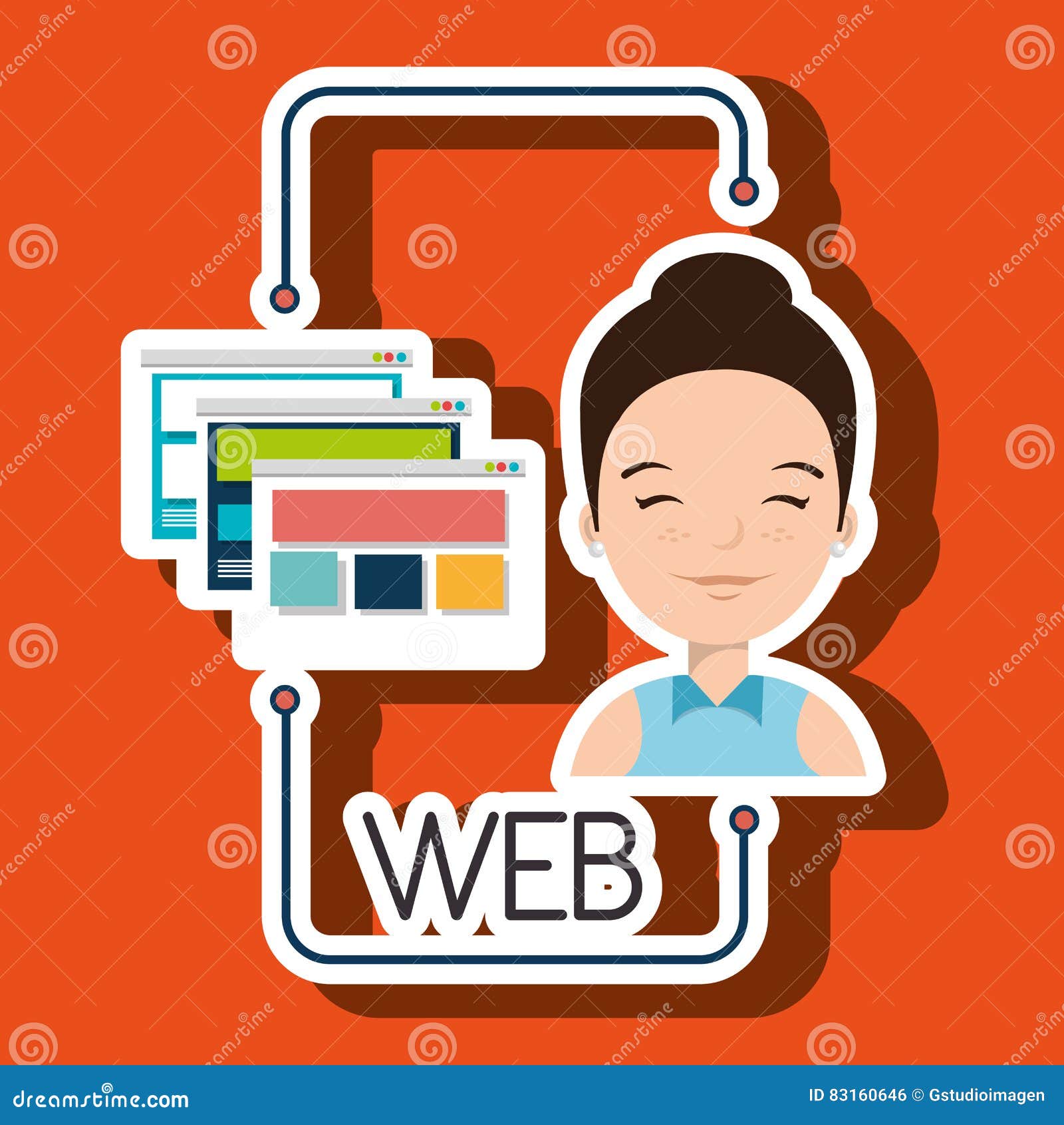 Woman cartoon web page stock illustration. Illustration of silhouette ...