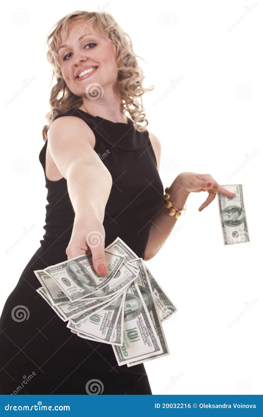Woman with cash stock photo. Image of beauty, dollar - 20032216