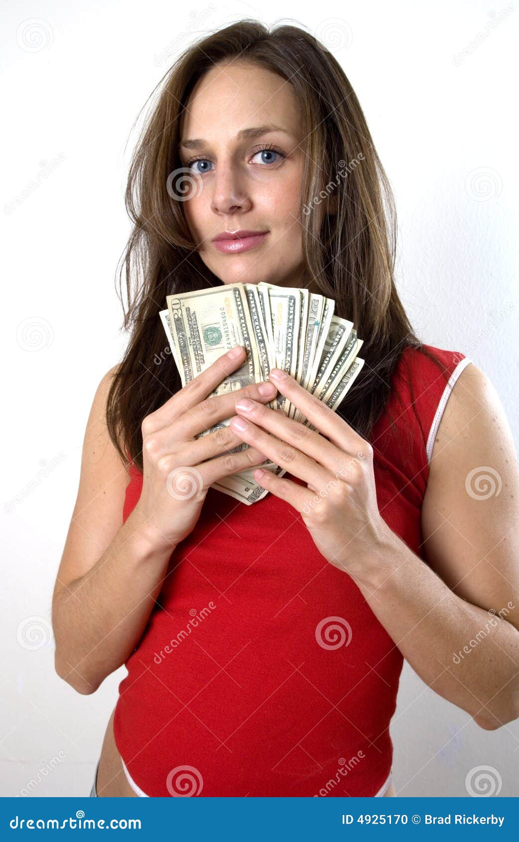 Woman with Cash stock photo. Image of face, positive, posing - 4925170