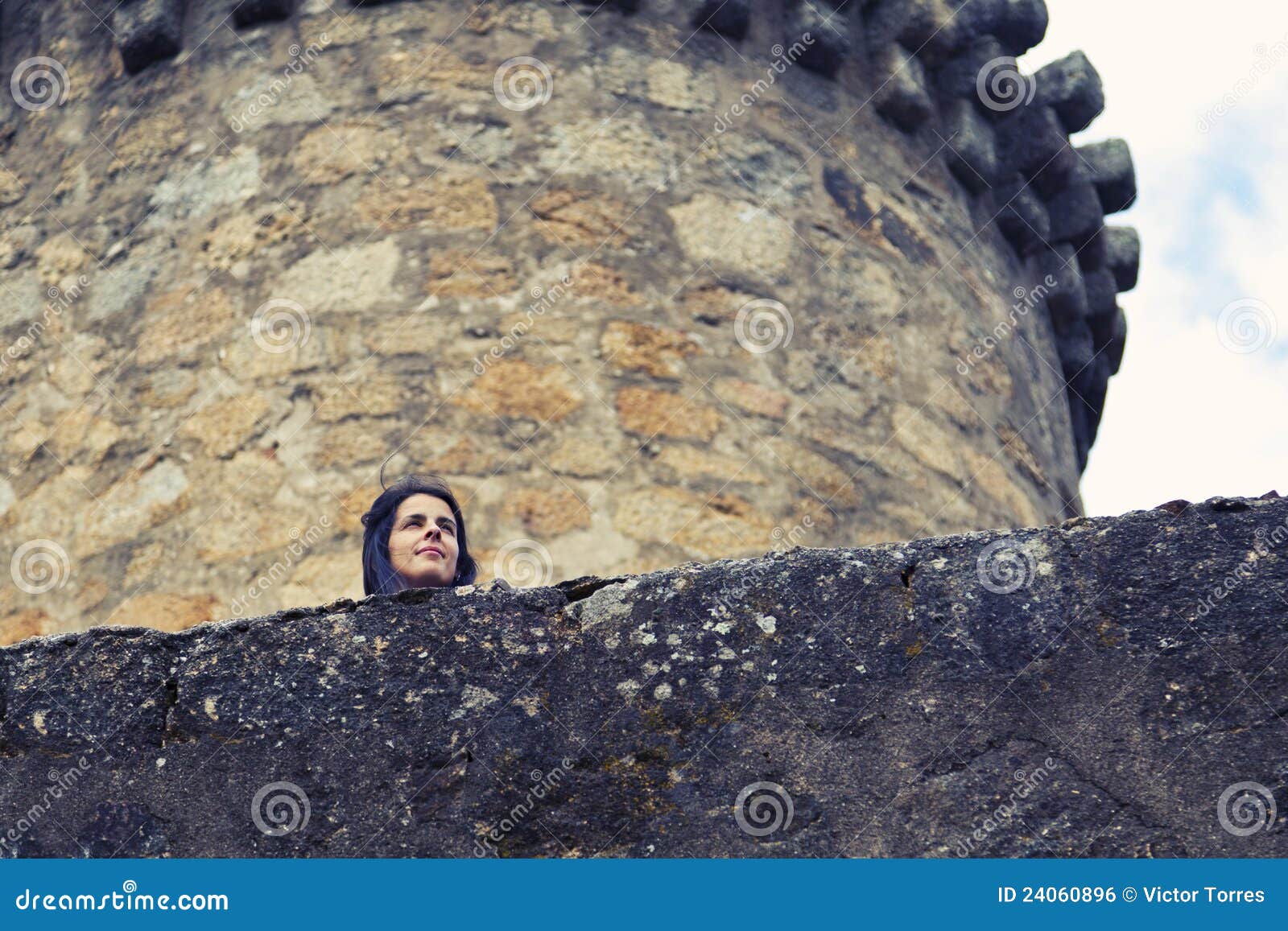 Woman in a Castle stock photo. Image of turret, tourist - 24060896