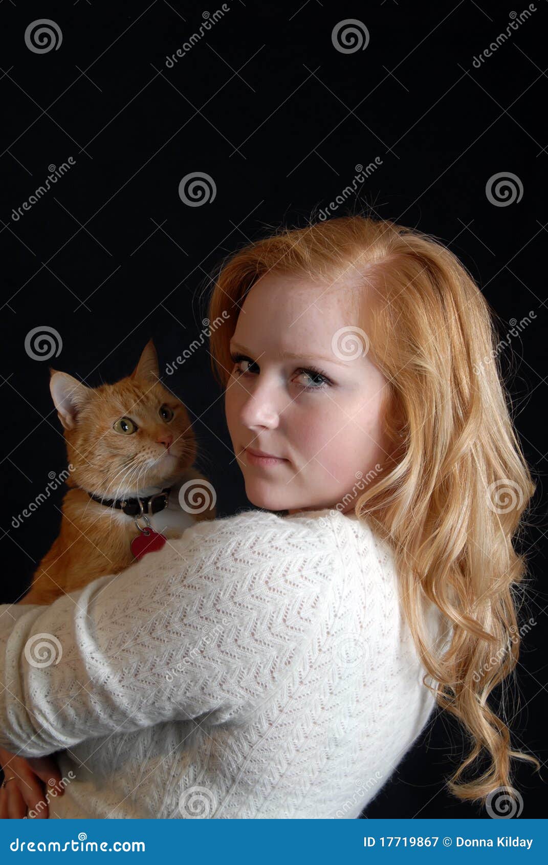Woman and cat stock image. Image of secure, black, waves - 17719867