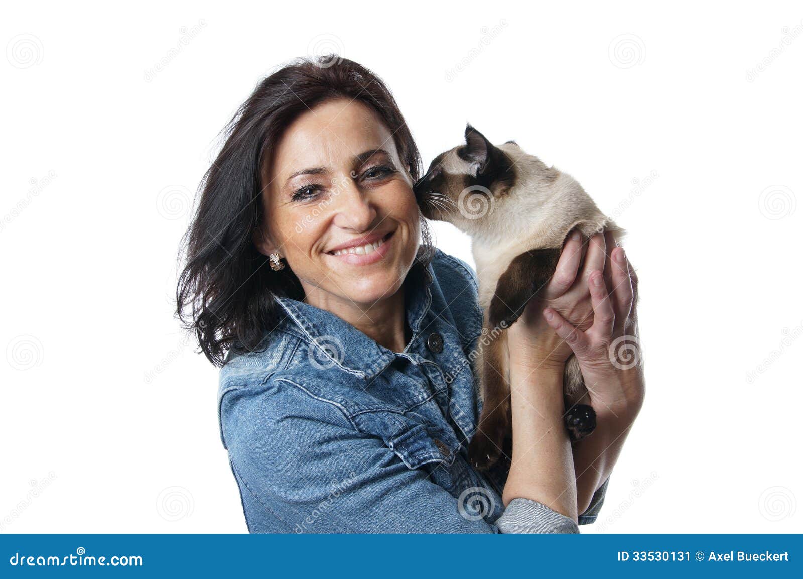 Woman with cat stock image. Image of hold, natural, love - 33530131