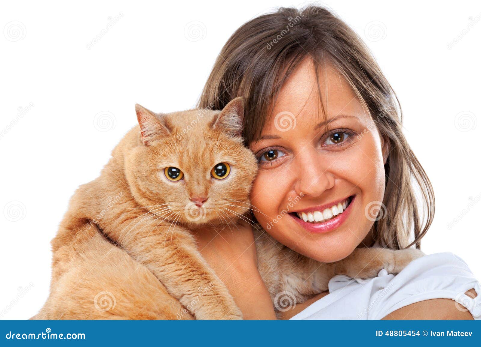 Woman with cat stock photo. Image of close, head, shoulders - 48805454