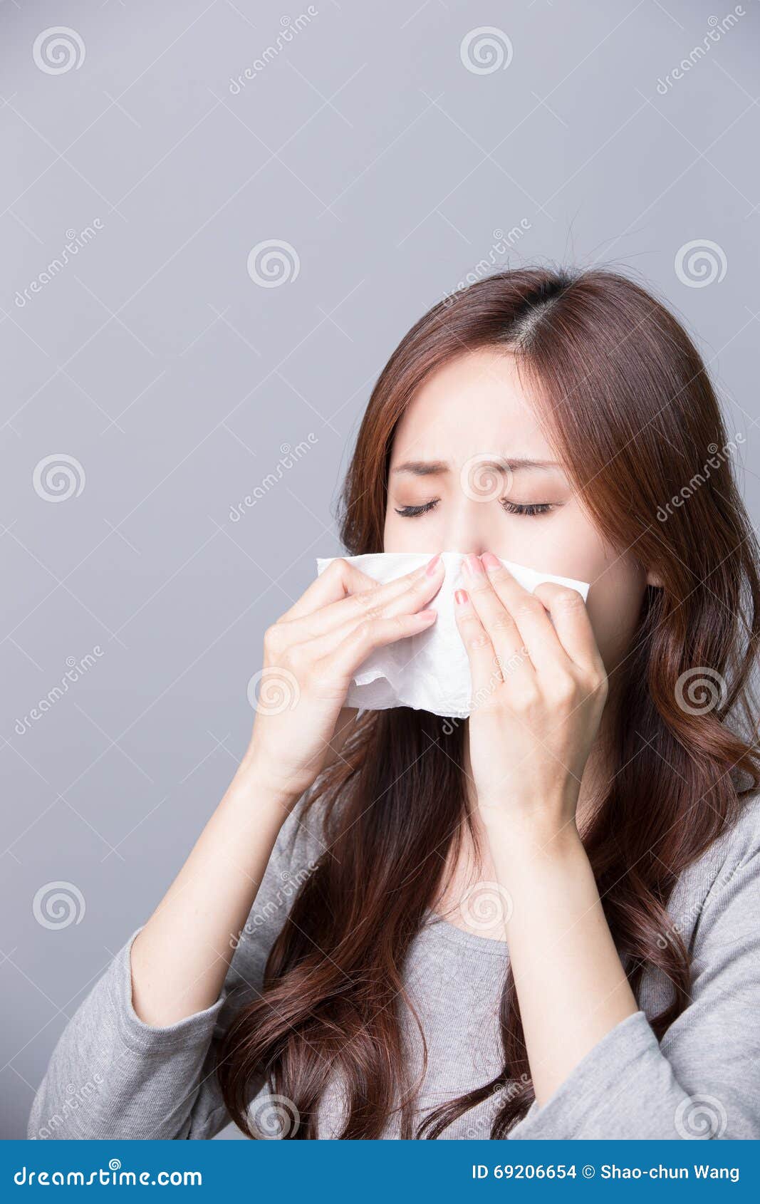 A Woman catches a cold stock photo. Image of allergy - 69206654