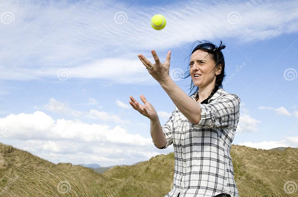 Woman catching ball stock photo. Image of playful, activity - 24720152