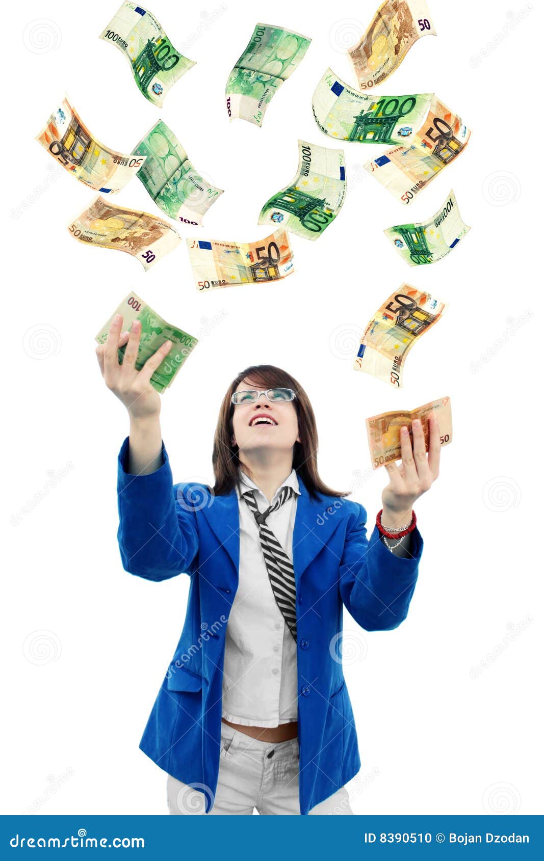 Woman Catching Money stock photo. Image of fall, hold - 8390510