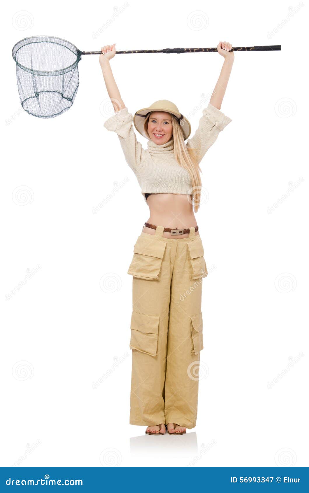 Woman with Catching Net Isolated on the White Stock Image - Image of ...