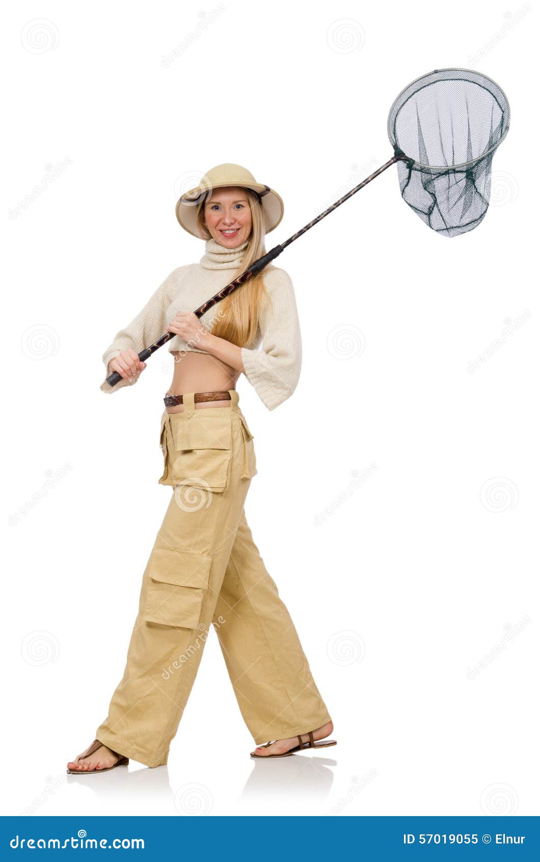 Woman with Catching Net Isolated on the White Stock Image - Image of ...