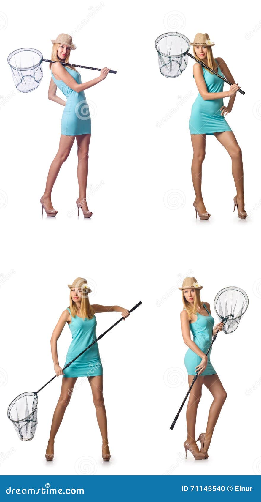 The Woman with Catching Net Stock Photo - Image of happy, holding: 71145540