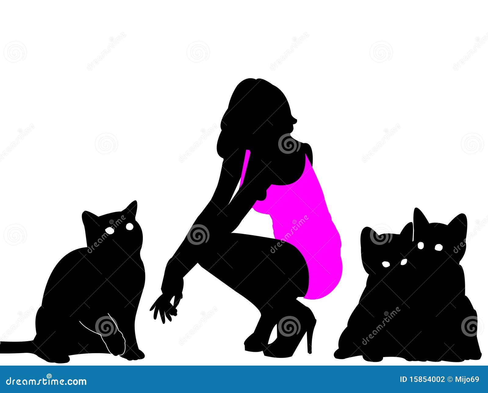 Woman and cats stock illustration. Illustration of friends - 15854002