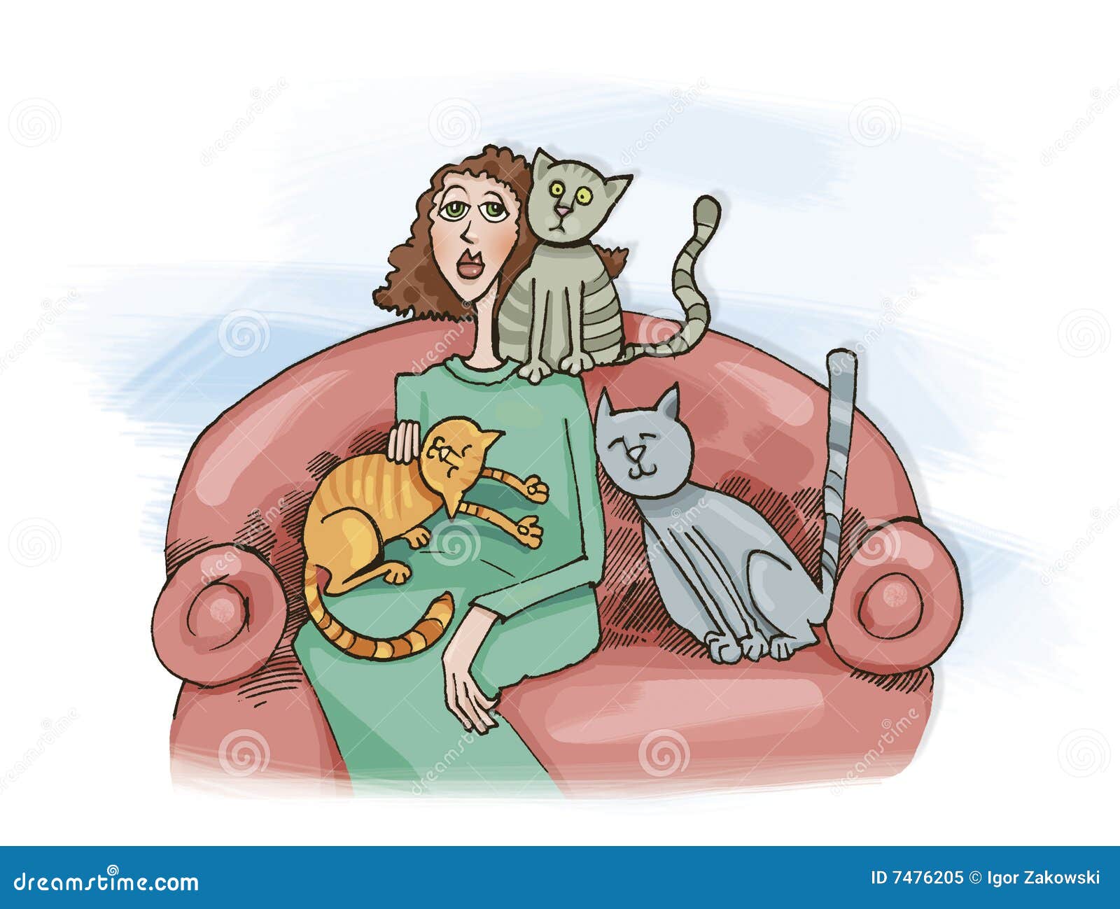 Woman With Cats Royalty Free Stock Photo - Image: 7476205