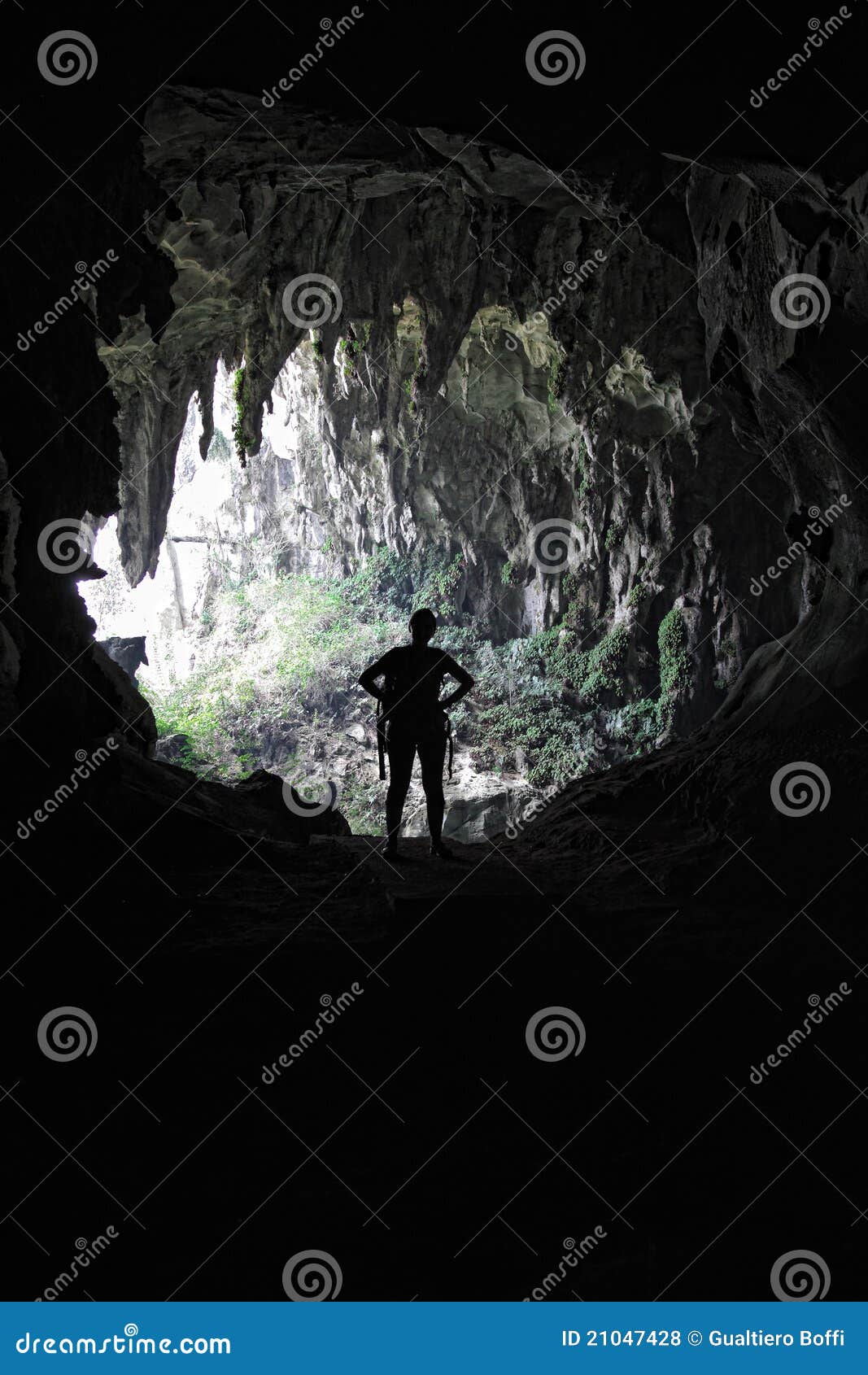 Woman in cave stock photo. Image of tourist, natural - 21047428