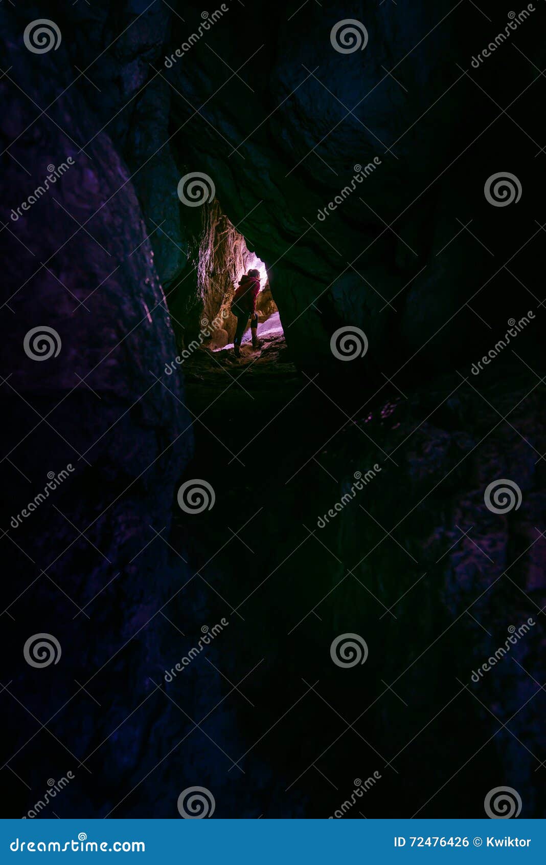Woman Caver Spelunker Exploring the Cave Stock Photo - Image of ...