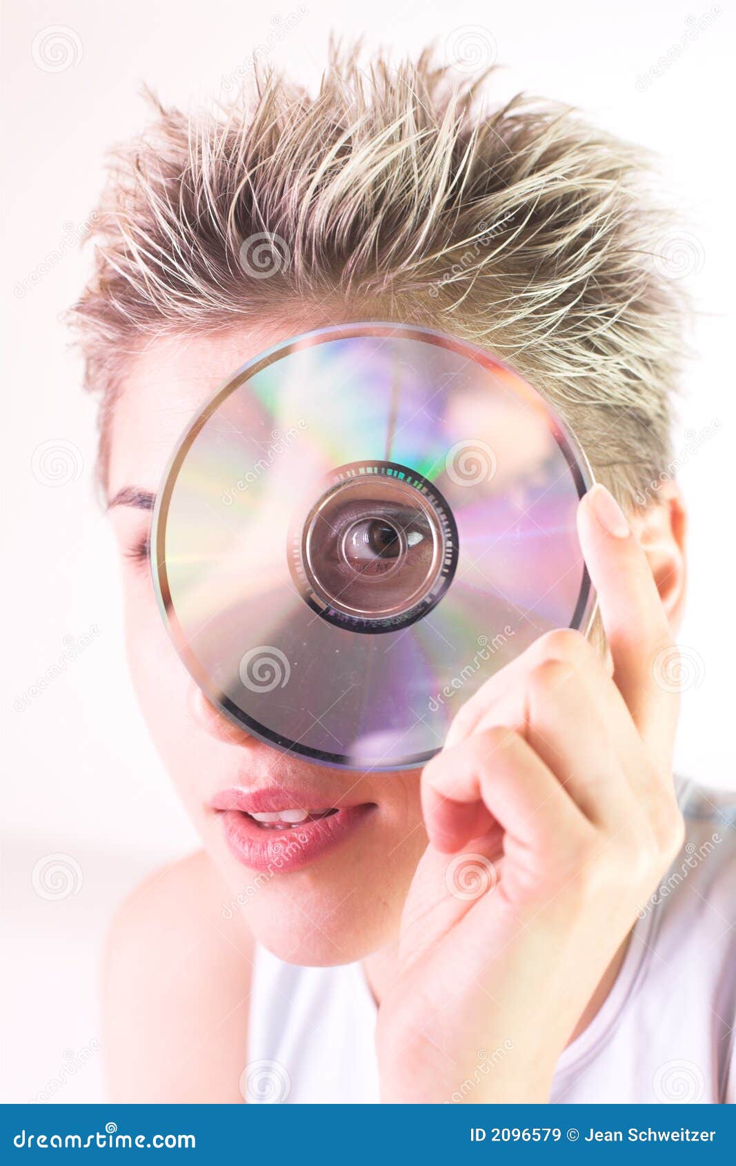Woman and CD stock image. Image of gaze, blond, engaging - 2096579